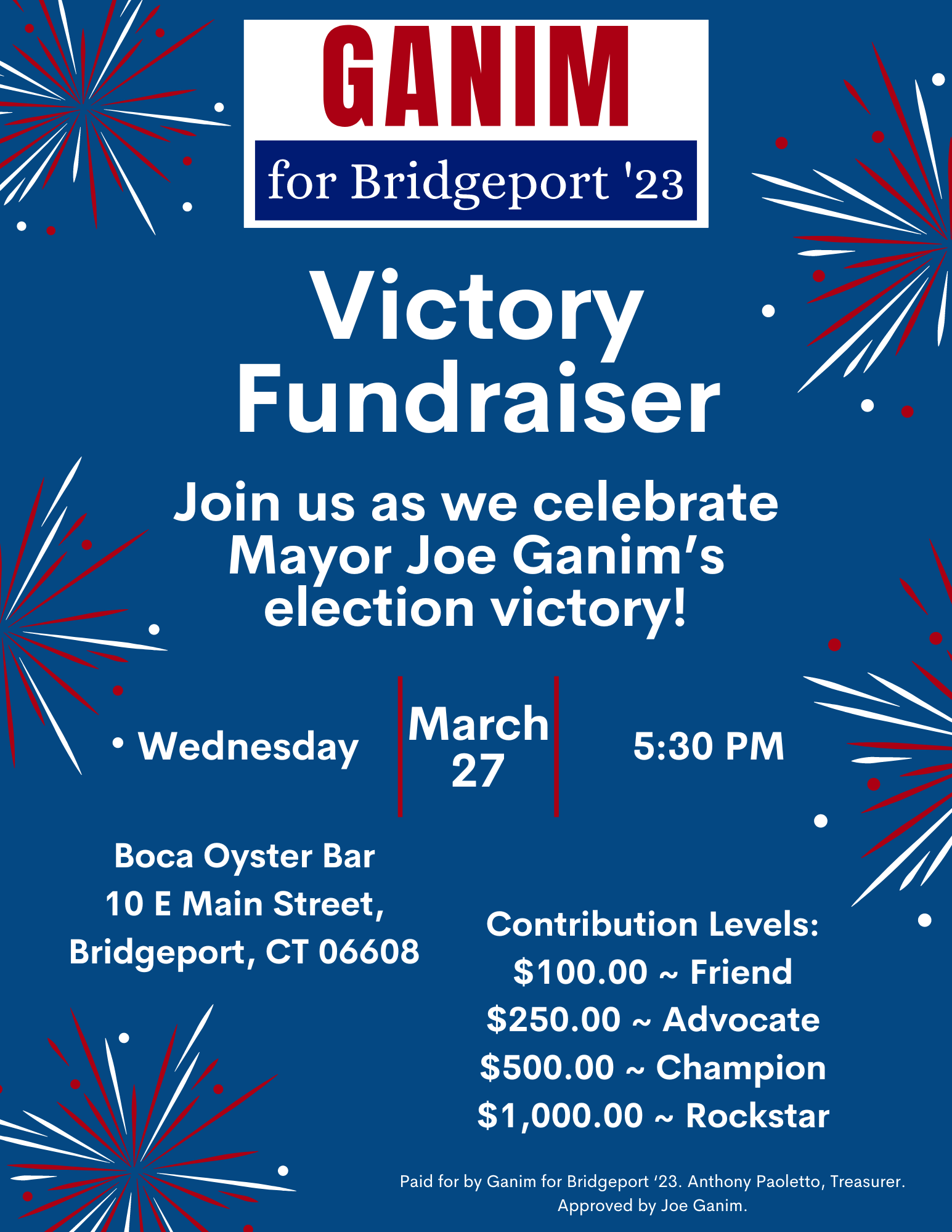 Phew! Ganim To Host Campaign Victory Fundraiser – Only In Bridgeport®