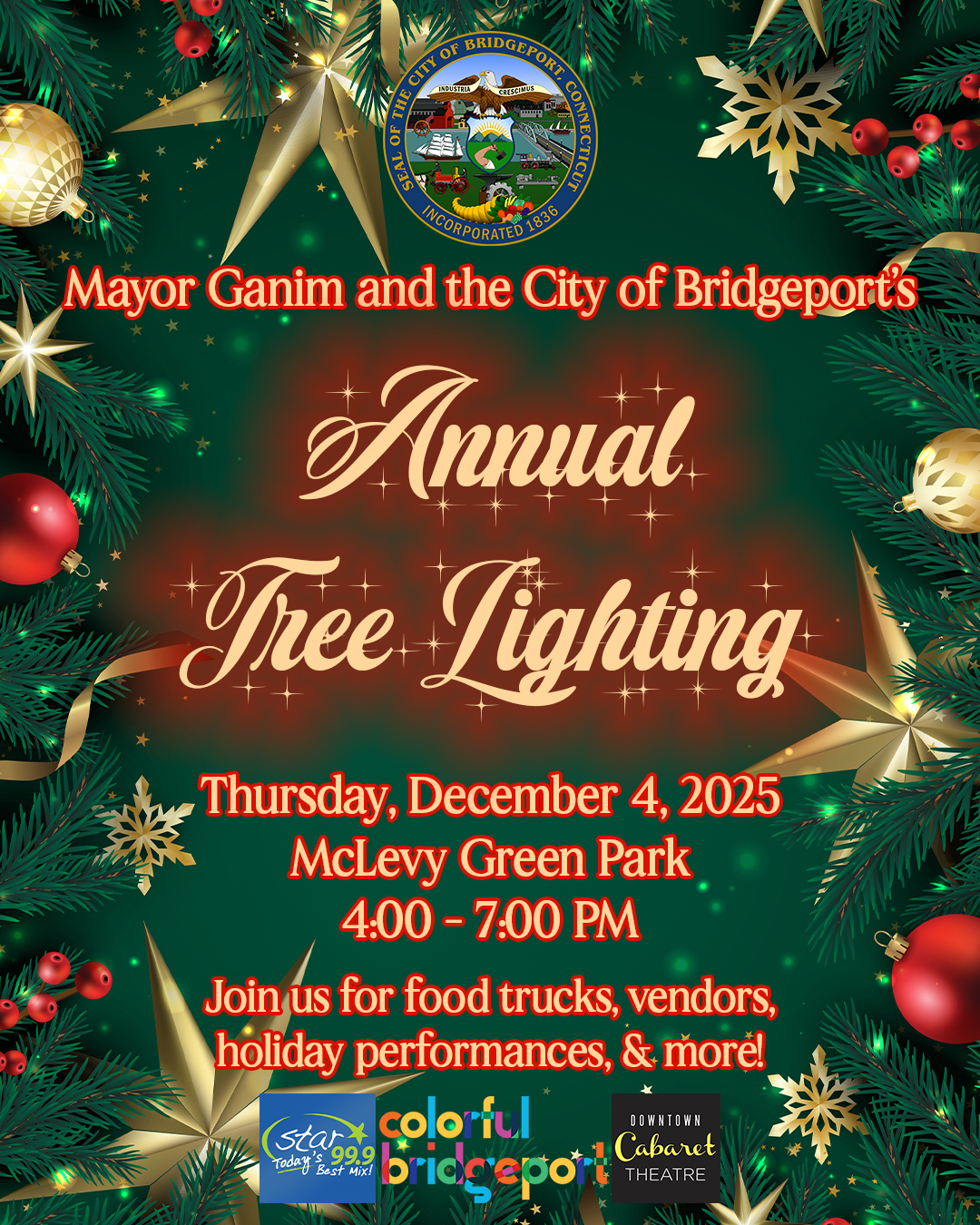 City Tree Lighting On McLevy Green Downtown – Only In Bridgeport®