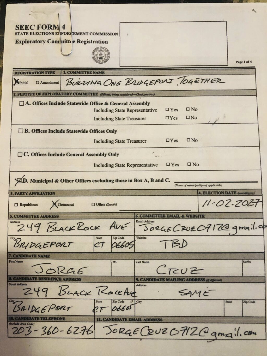 Councilman Cruz Gears Up For Exploratory Mayoral Run – Only In Bridgeport®